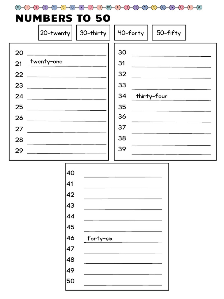 numbers 1-50 | PDF