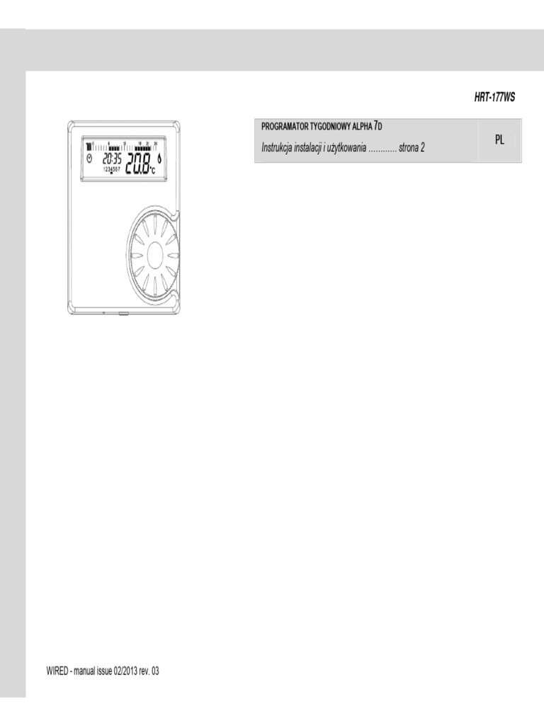 Programator Tygodniowy Przewodowy ALPHA 7D Instrukcja Ost2 | PDF