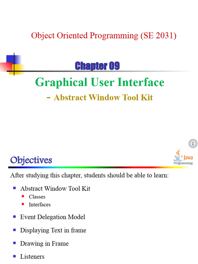 Chapter09 - GUI | PDF | Class (Computer Programming) | Graphical User Interfaces