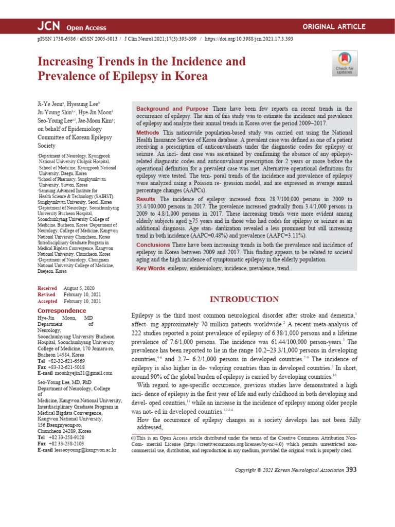 Increasing Trends in The Incidence and Prevalence | PDF | Epilepsy ...
