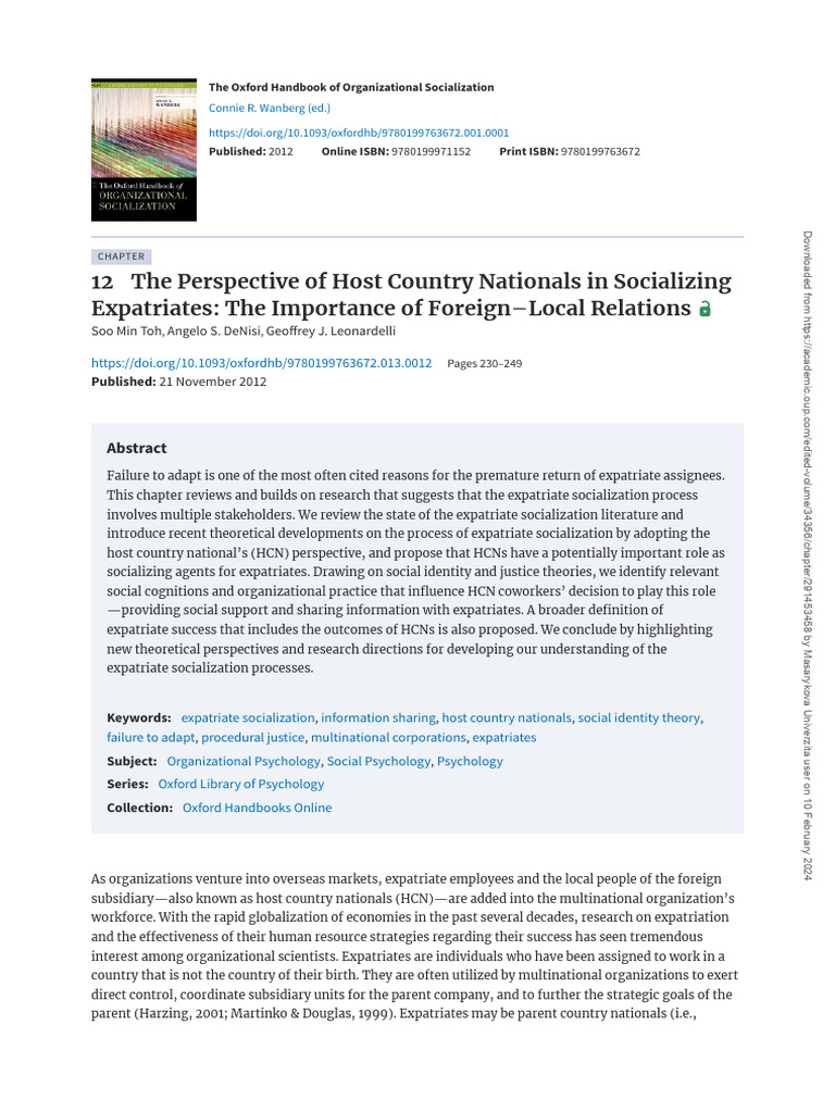 The Perspective of Host Country Nationals in Socializing Expatriates ...
