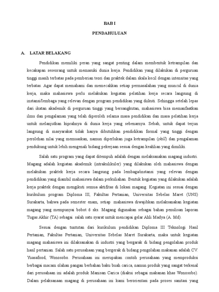 Contoh Proposal Magang Isi | PDF