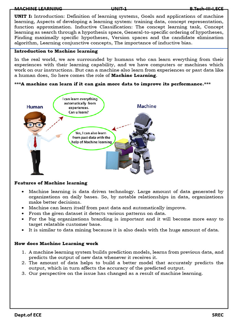 ML Unit 1 | PDF | Machine Learning | Statistical Classification