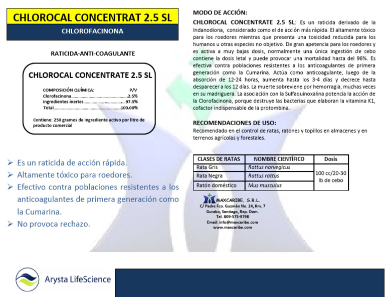 Ficha Tecnica Chlorocal Concentrat 2.5 SL | PDF | Especialidades ...