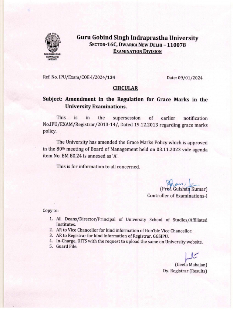 Regulation For Grace Marks - 240112 - 092111 | PDF
