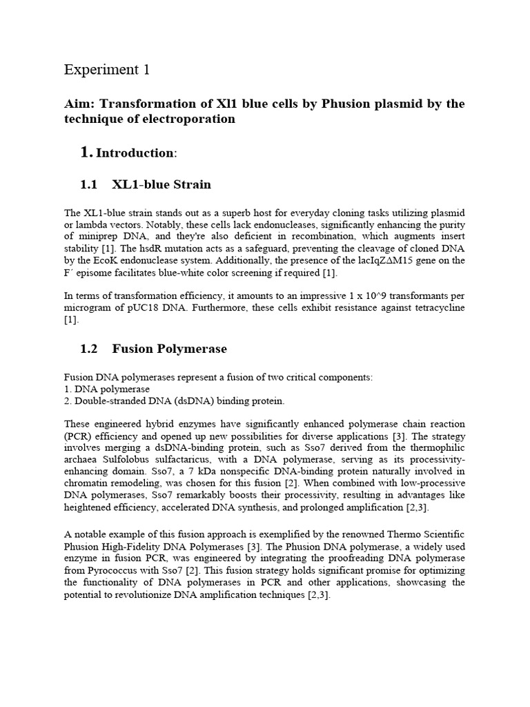 Experiment 1 | PDF | Transformation (Genetics) | Molecular Cloning