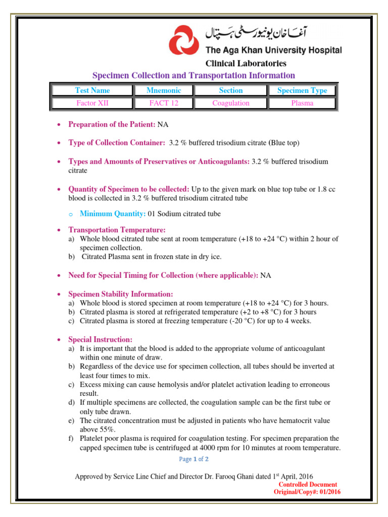Factor Xii | PDF | Blood Plasma | Coagulation