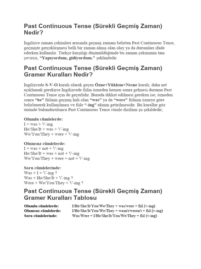 Past Continuous Tense | PDF