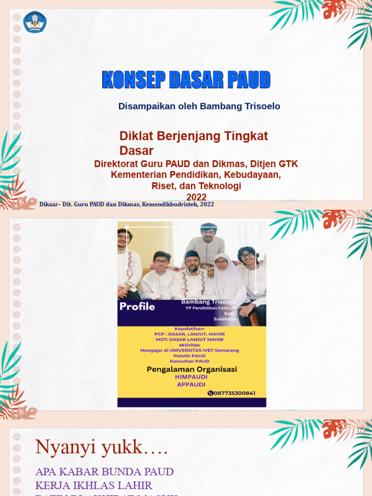 Konsep Dasar PAUD - Diksar 2022 - Bambang | PDF