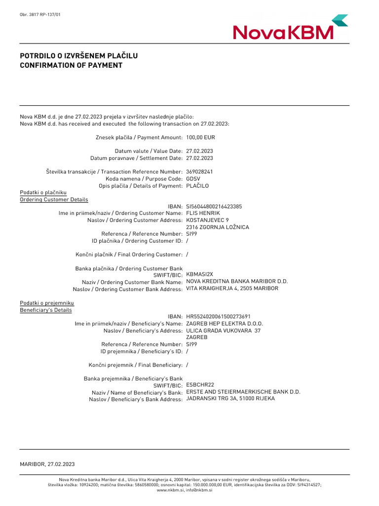 Confirmation Notification | PDF