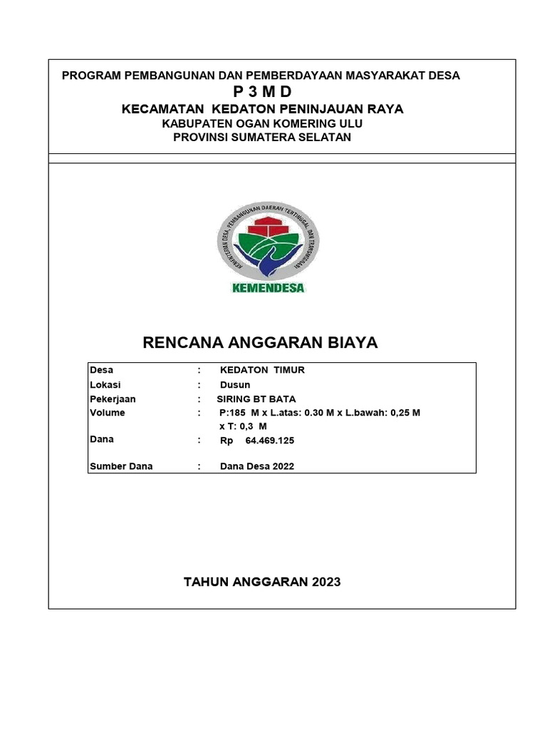 Contoh RAB Siring Cacing BT Bata | PDF