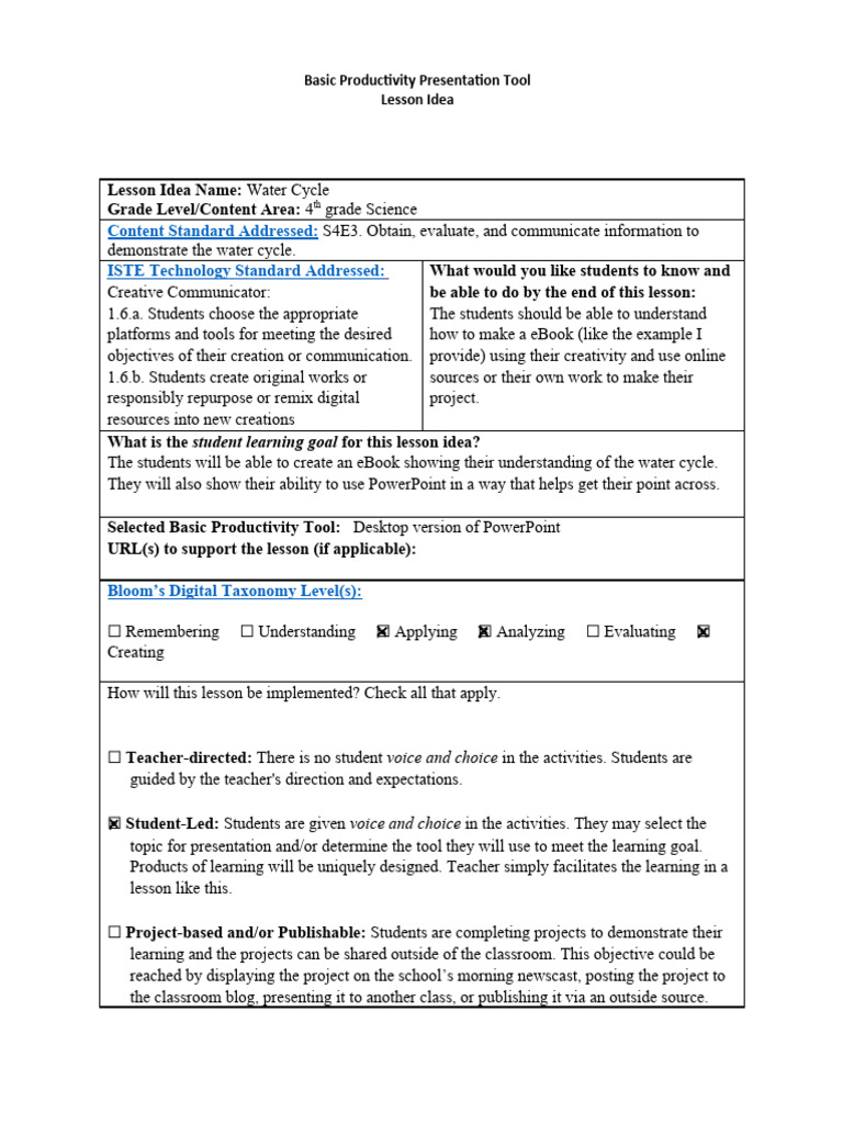 BPT Lesson Idea A Lisovtsova | PDF | Project Based Learning | Behavior Modification