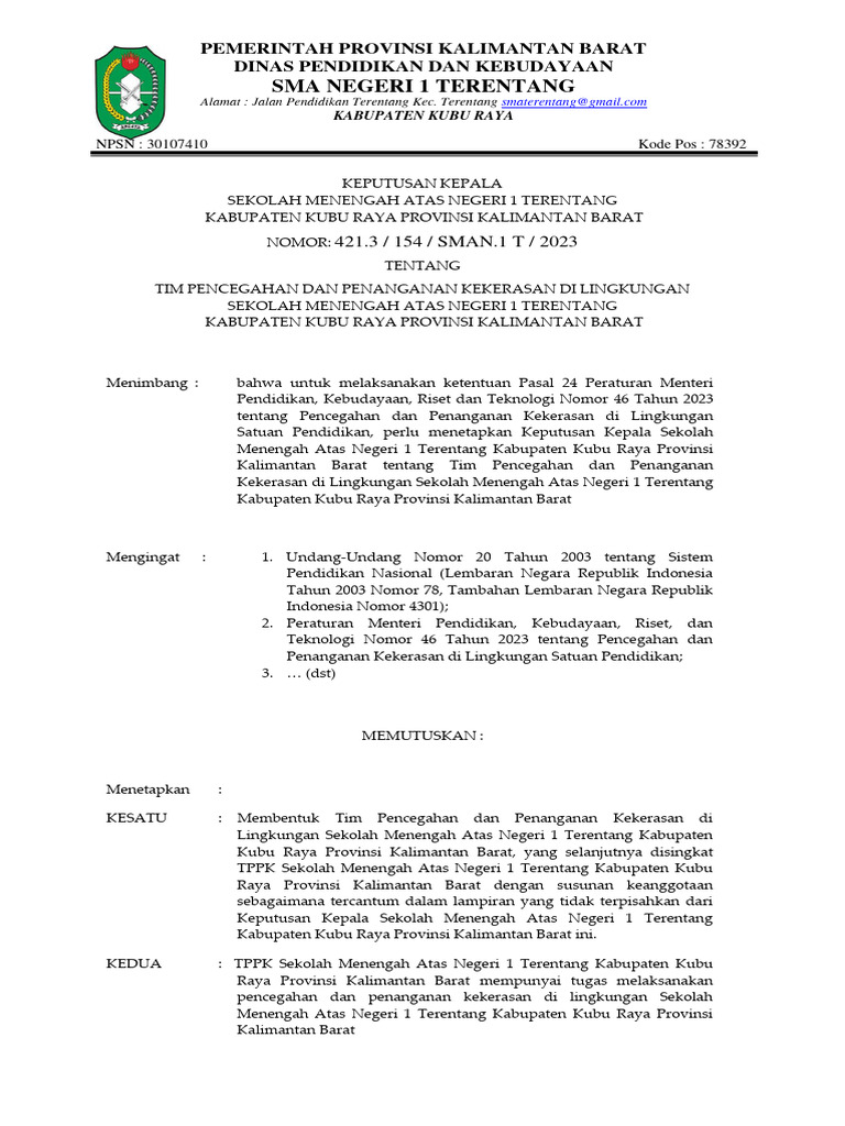 SK TPPK Sman1 Terentang | PDF