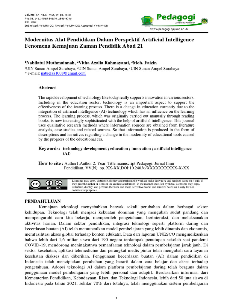 Modernitas Alat Pendidikan Dalam Perspektif Artificial Intelligence Fenomena Kemajuan Zaman ...