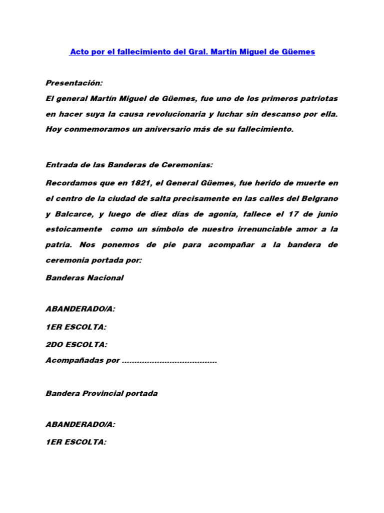 GLOSAS PARA EL ACTO 17 de Junio | PDF