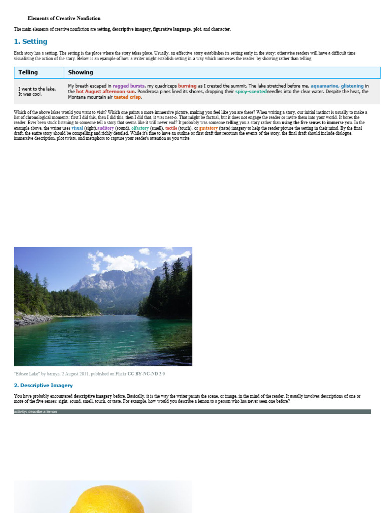Elements of Creative Nonfiction | Download Free PDF | Narration | Narrative