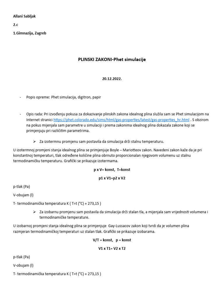 Referat Plinski Zakoni | PDF