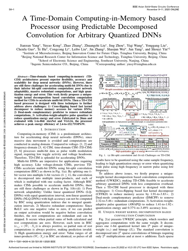 06 A Time Domain Computing In Memory Based Processor Using Predictable Decomposed Convolution 