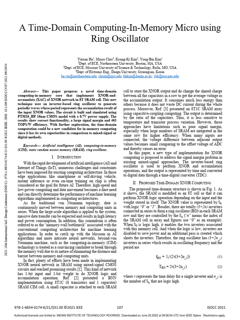 2) A_Time-Domain_Computing-In-Memory_Micro_using_Ring_Oscillator | PDF | Electronic Circuits ...