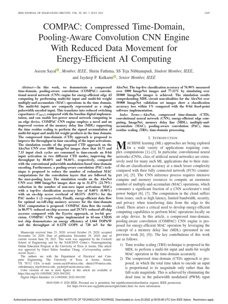 08) COMPAC Compressed Time-Domain Pooling-Aware Convolution CNN Engine With Reduced Data ...