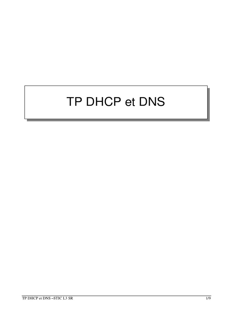 Configuration DHCP et DNS en STIC L3 | PDF | Système de noms de ...