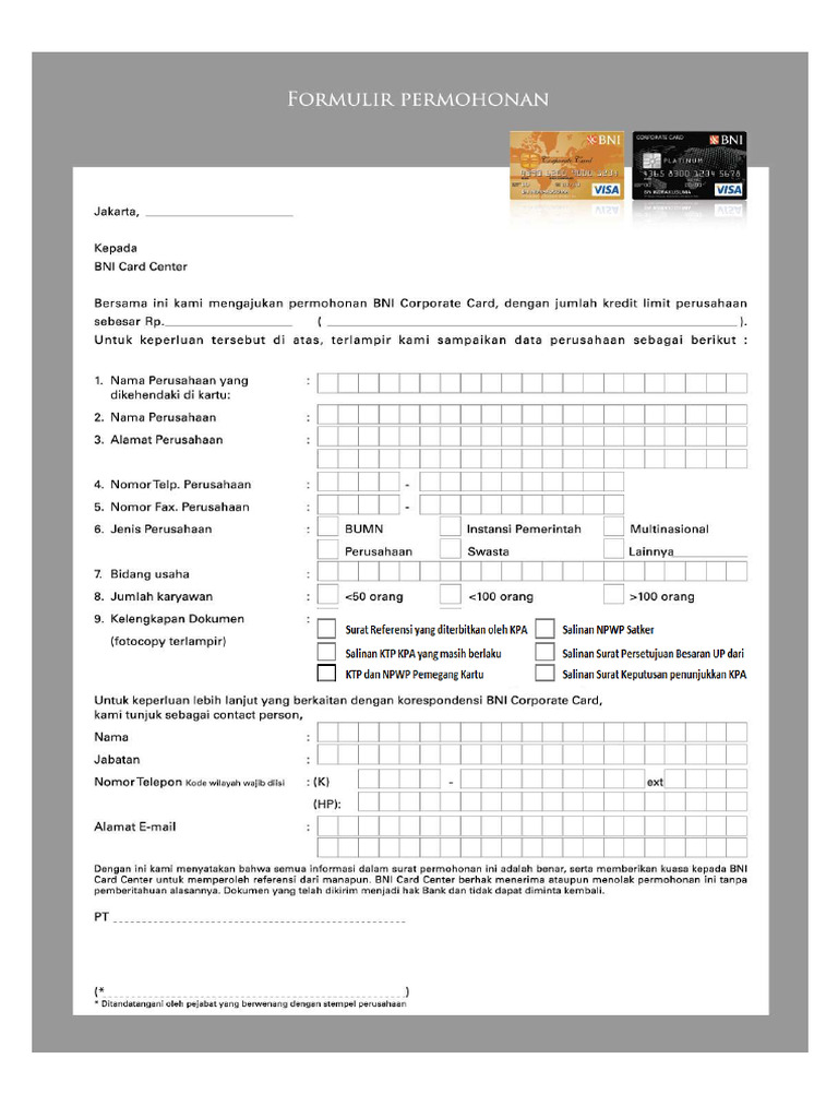 Formulir KKPD (Bni) | PDF