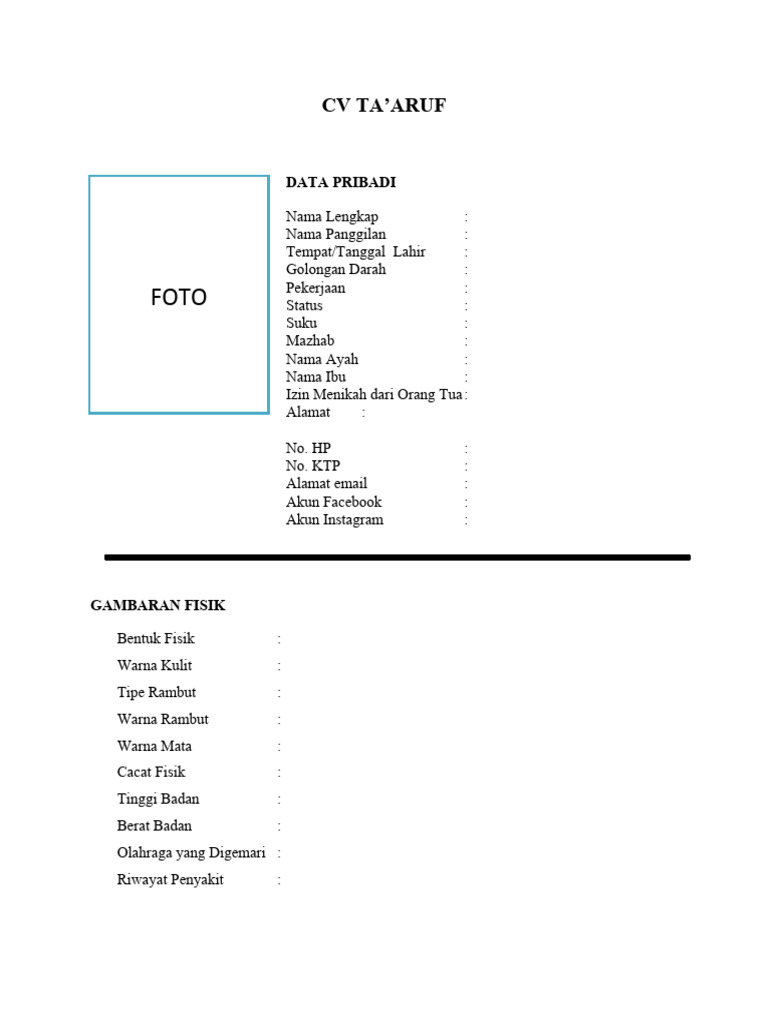 CV Ta'aruf Kosong | PDF