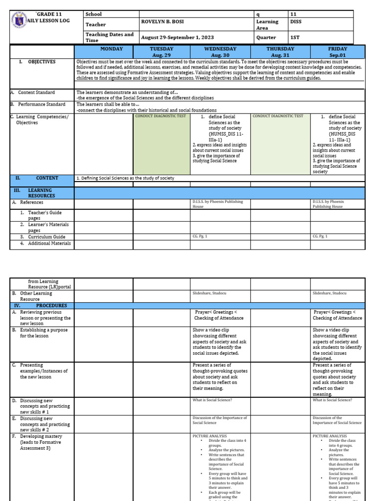 DISS-DLL 1st Quarter | PDF | Curriculum | Learning