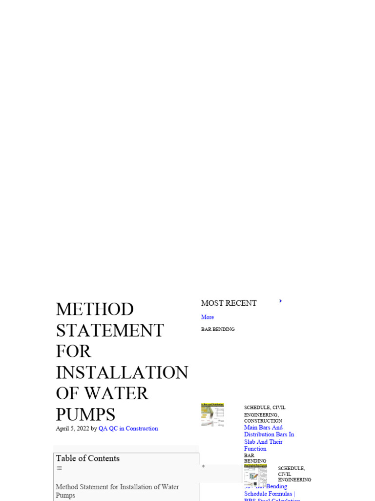 Installation of Water Pumps | PDF | Pump | Valve