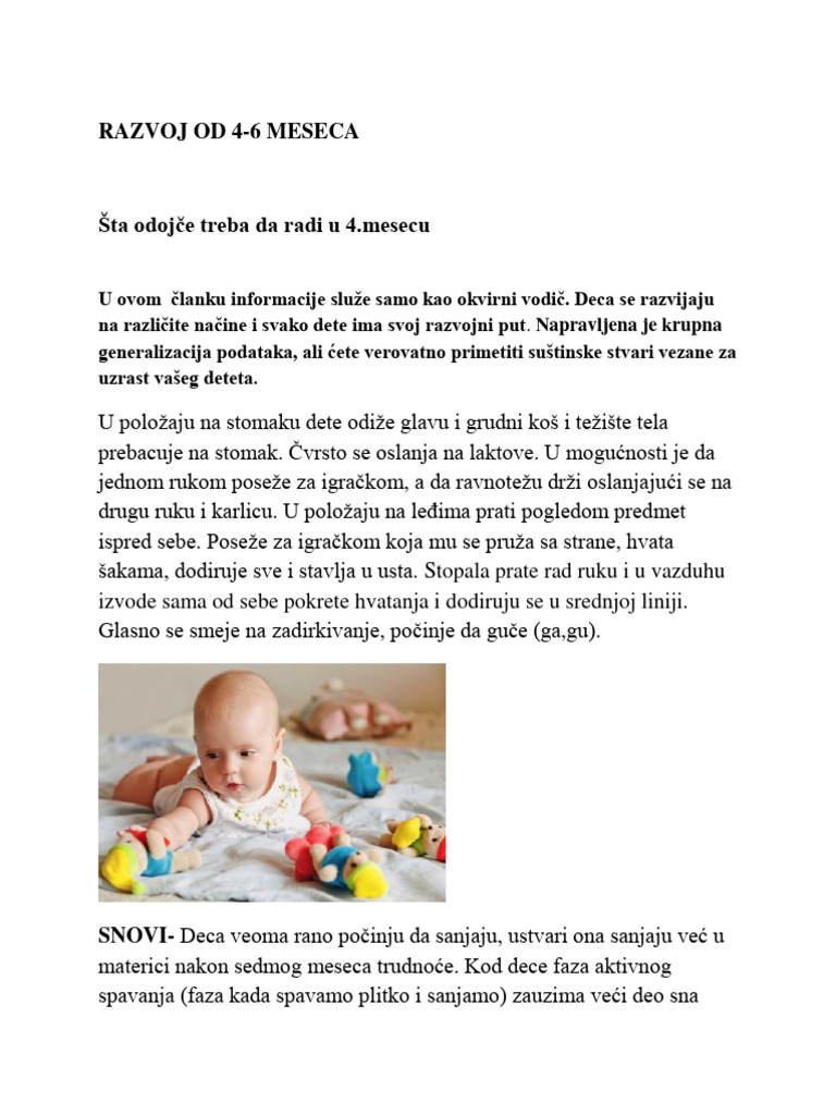 Razvoj Od 4-6 Meseci - 231020 - 103023 | PDF