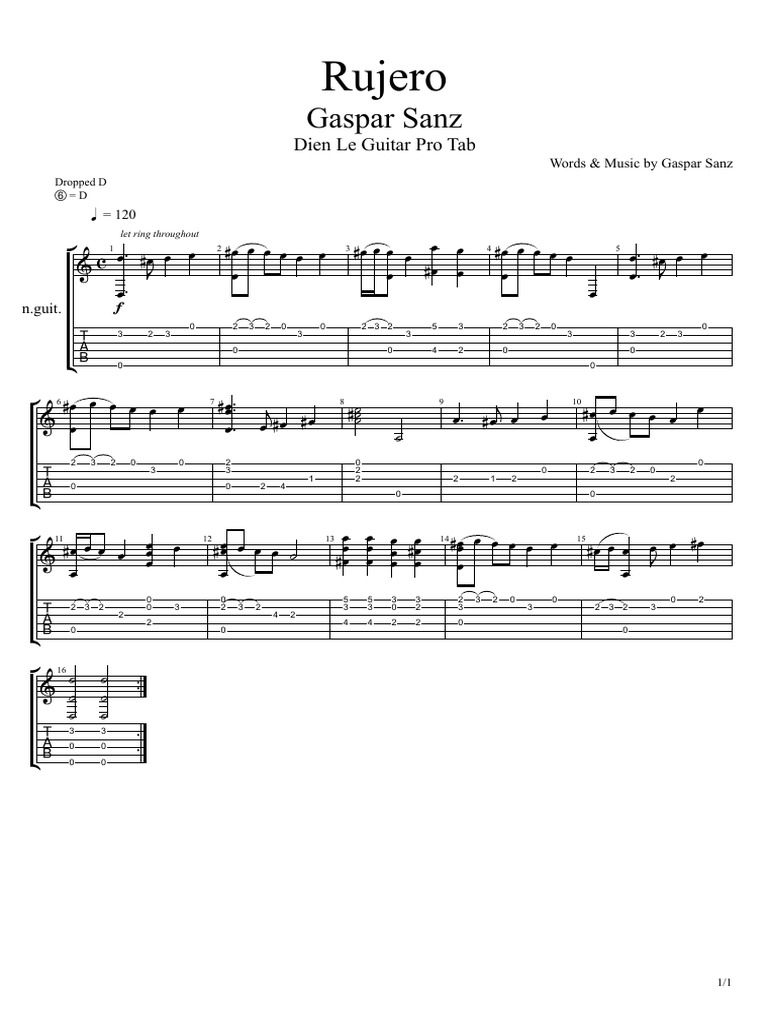Gaspar Sanz Rujero Guitar Tab | PDF | Guitar Family Instruments | Irish ...
