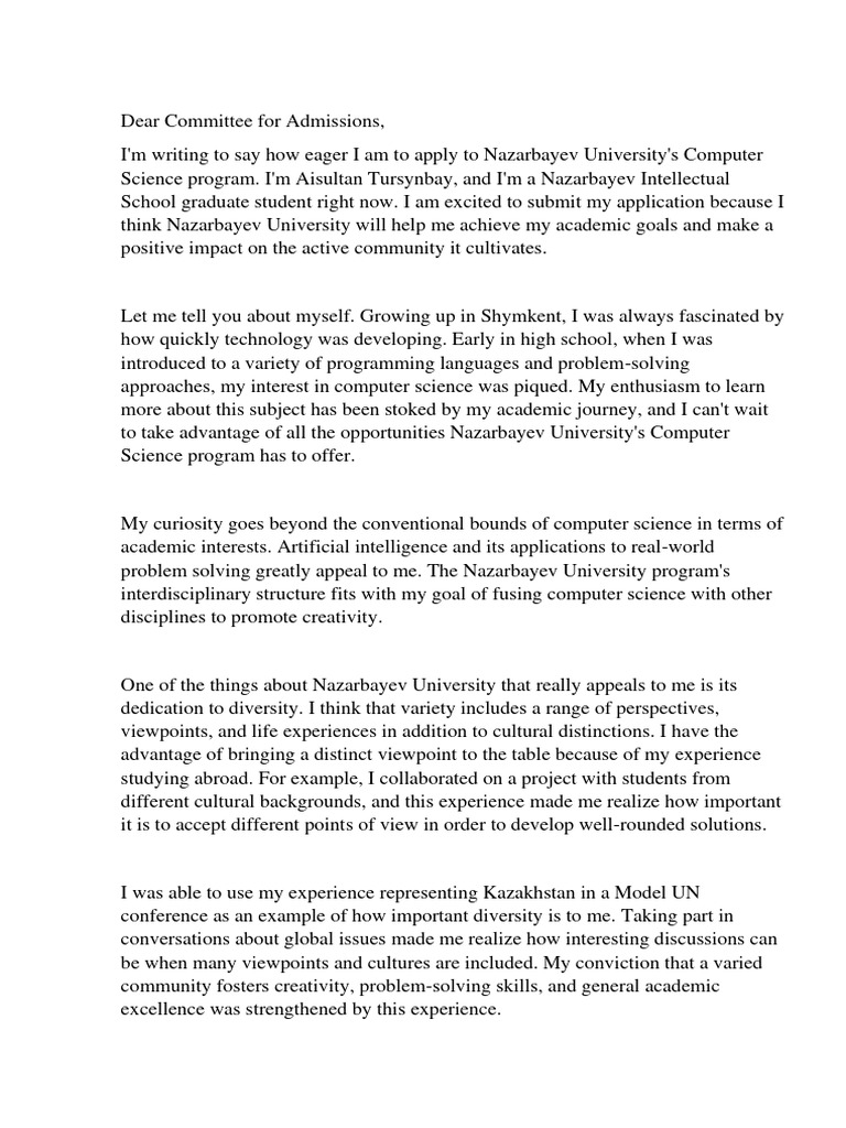 Motivation Letter | PDF | Science | Experience