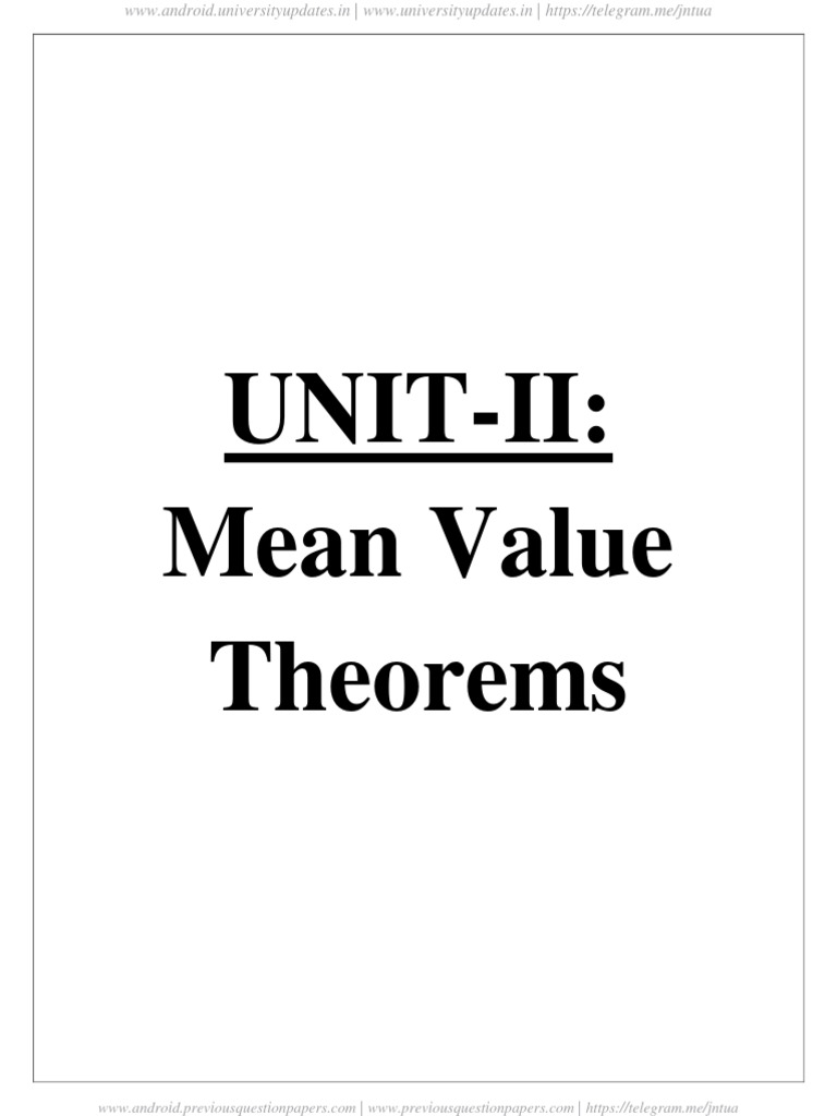 Mean Value Theorems Pdf 