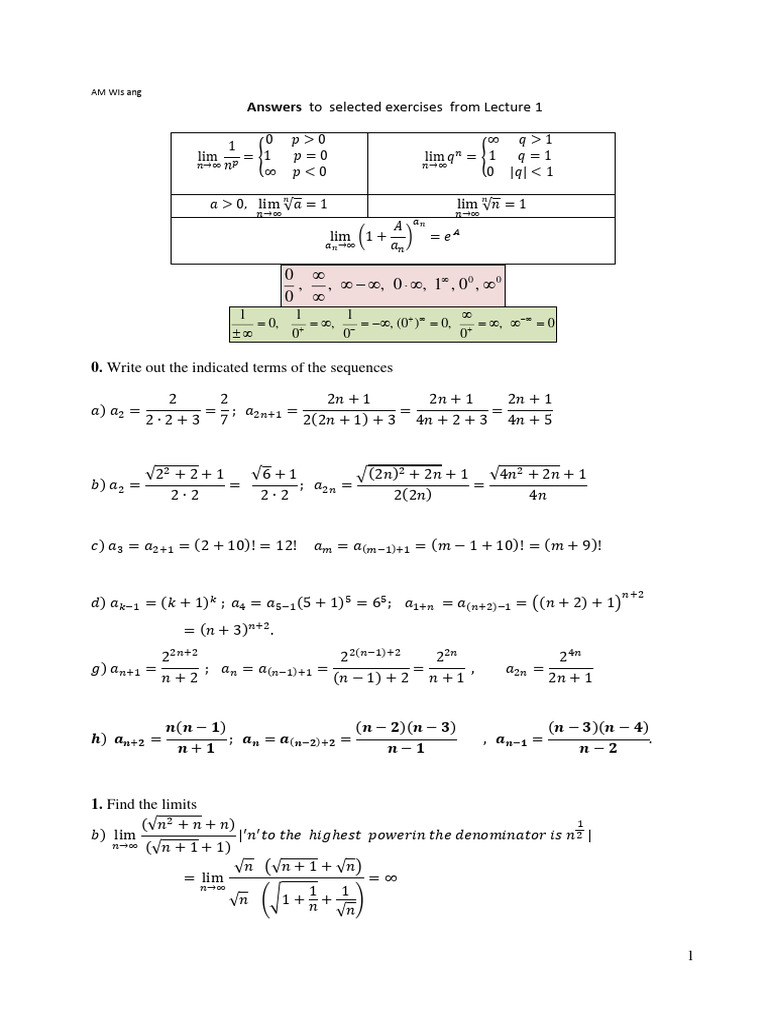 01 - HW - Sequences Solutions | Download Free PDF | Mathematical Analysis | Mathematical Objects