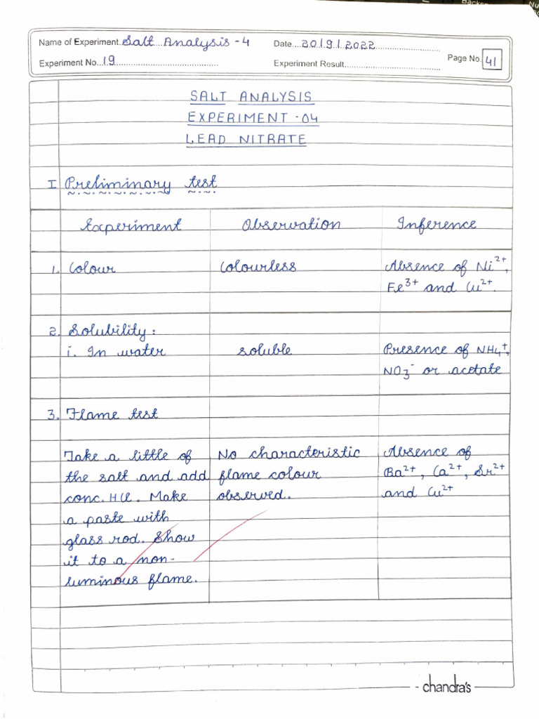 Question 3 - Salt Analysis | PDF | Chemical Compounds | Chemistry