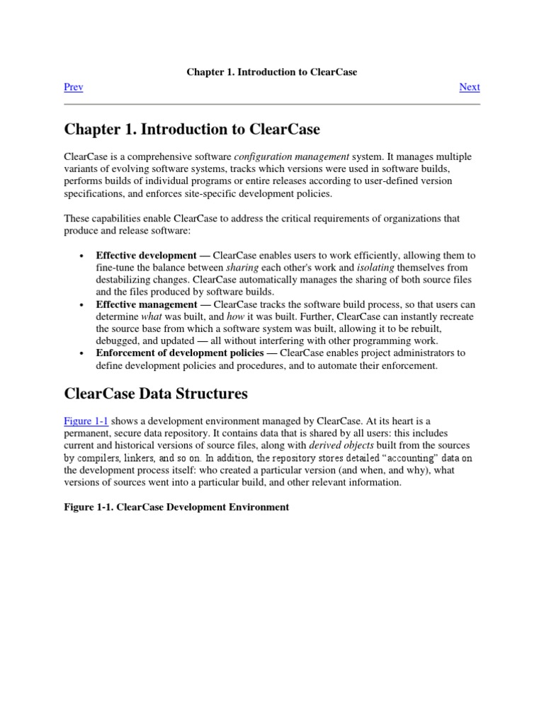 Chapter 1. Introduction To Clearcase: Prev Next | PDF | File System ...