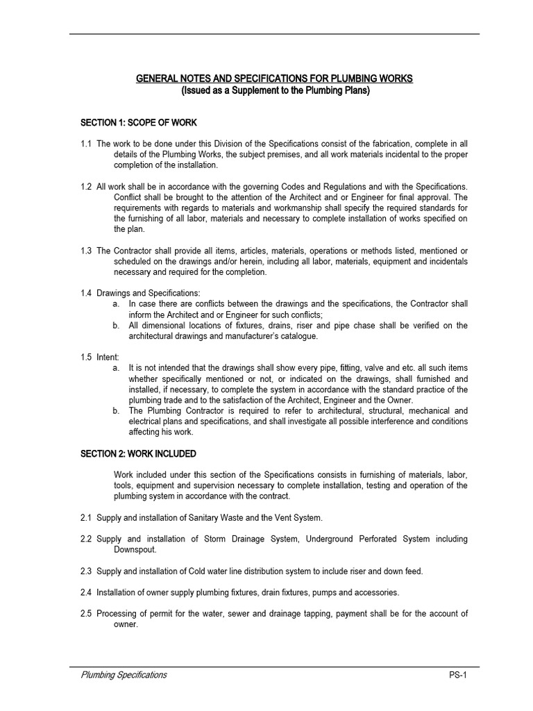 Plumbing Specs | PDF | Technology & Engineering