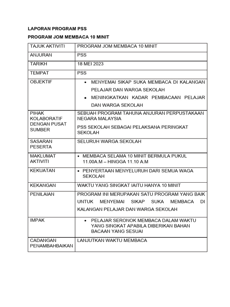 Laporan Terkini Pss | PDF