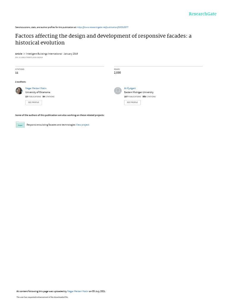 Factors Affecting The Design and Development of Responsive Facades: A Historical Evolution | PDF ...
