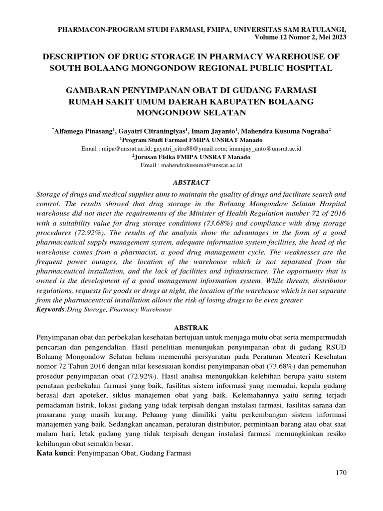 Gambaran Penyimpanan Obat Di Gudang Farmasi Pdf