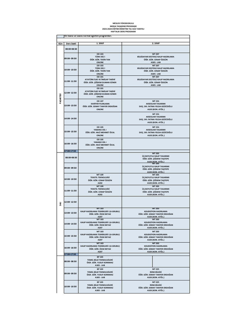 Donemi Ders Programi | PDF