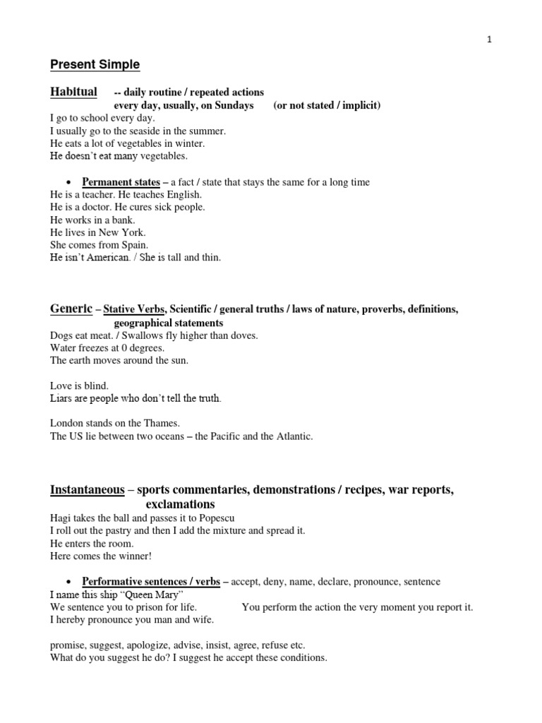 Present Simple & Continuous | PDF | Grammar | Linguistics