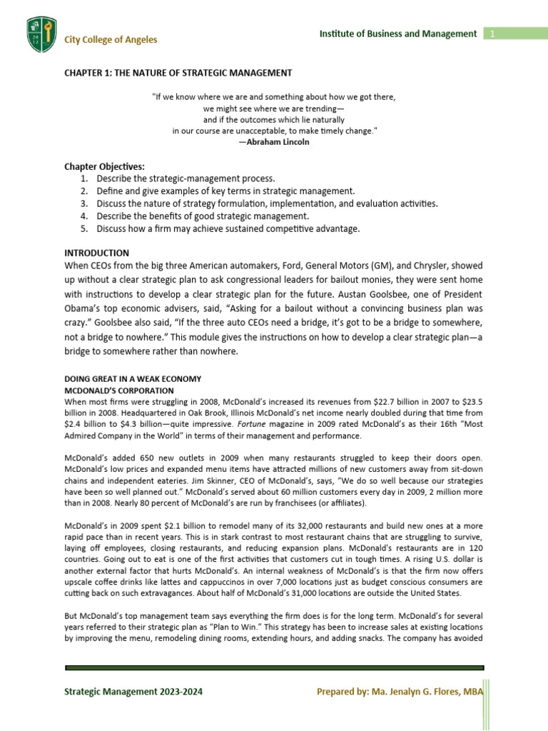 Stratma Chapter 1 | PDF | Strategic Management | Empowerment