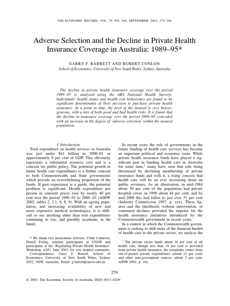 Adverse Selection Paper | Download Free PDF | Insurance | Adverse Selection