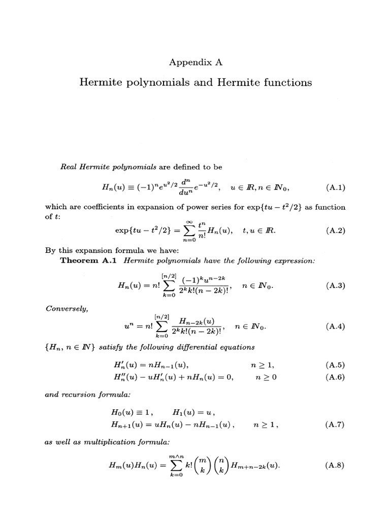 Hermite Polynomials and Hermite Functions | PDF | Power Series | Polynomial