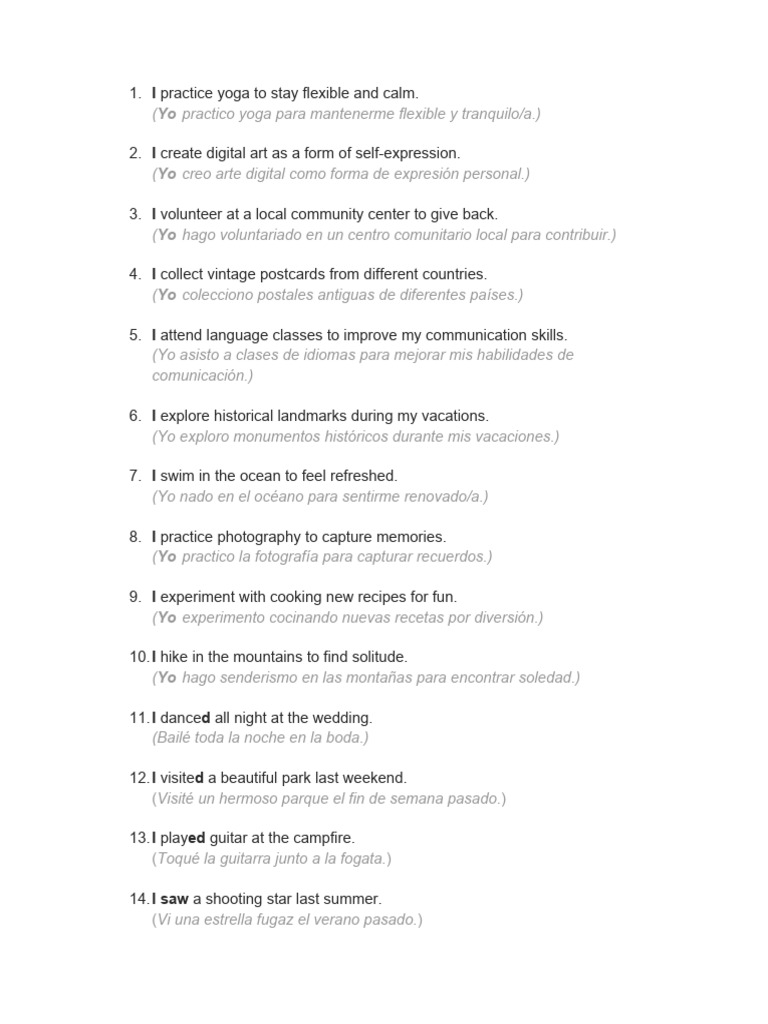 oraciones en ingles y español | PDF