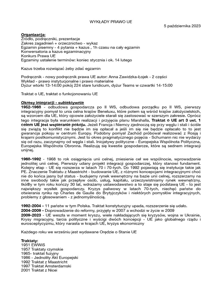Wykłady Prawo Ue | PDF