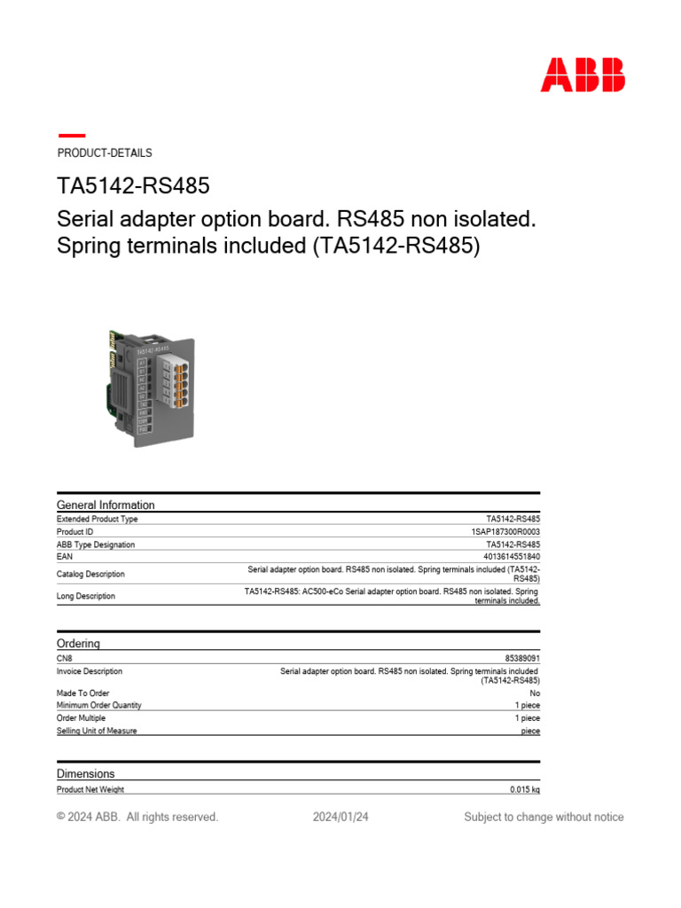 1SAP187300R0003 Ta5142 rs485 | PDF | Programmable Logic Controller ...
