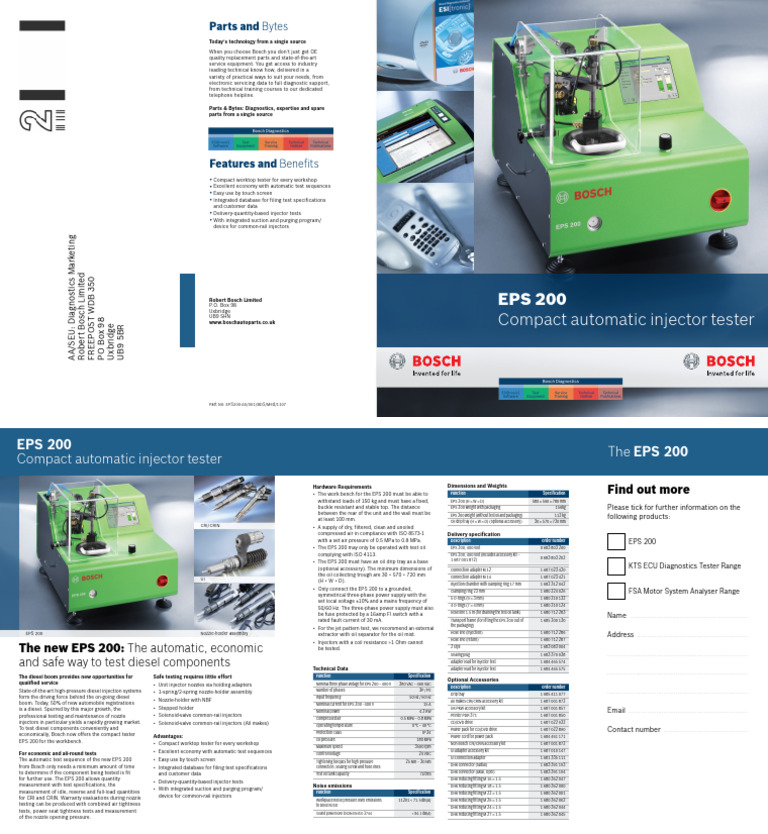 Bosch Diesel Test EPS 200 | PDF | Fuel Injection | Diesel Engine