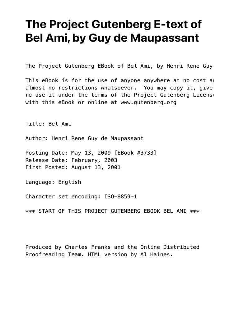 The Project Gutenberg E-Text of Bel Ami, by Guy de Maupassant | PDF